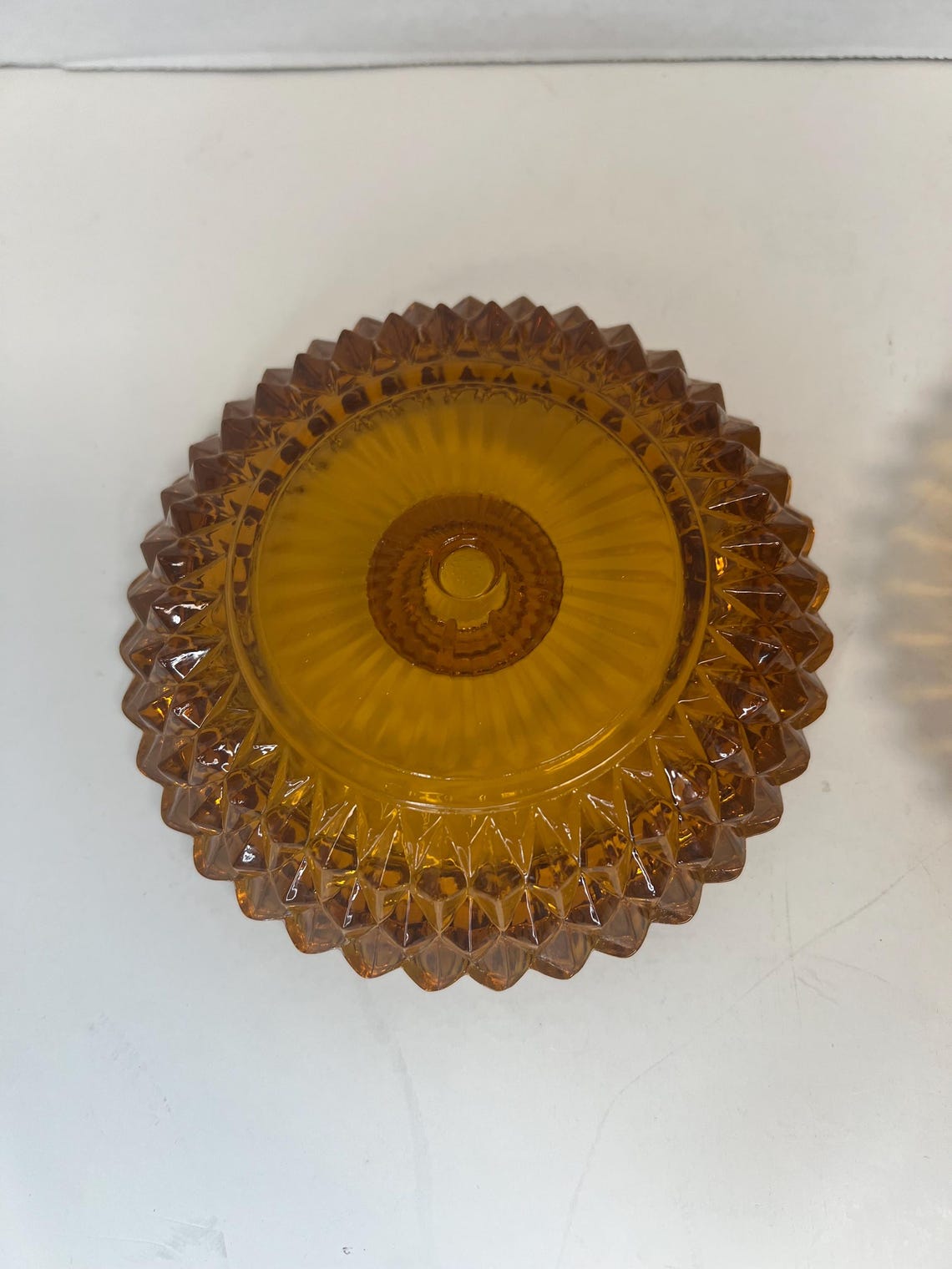 Vintage Indiana Glass Amber Diamond/point Taper Candle Holder Set of 2 ...