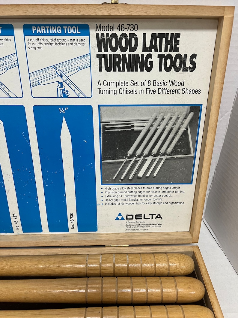 Vintage Model 46-730 Wood Lathe Turning Tools A Complete Set of 8 Basic ...