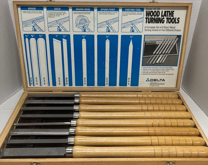 Vintage Model 46-730 Wood Lathe Turning Tools A Complete Set of 8 Basic ...