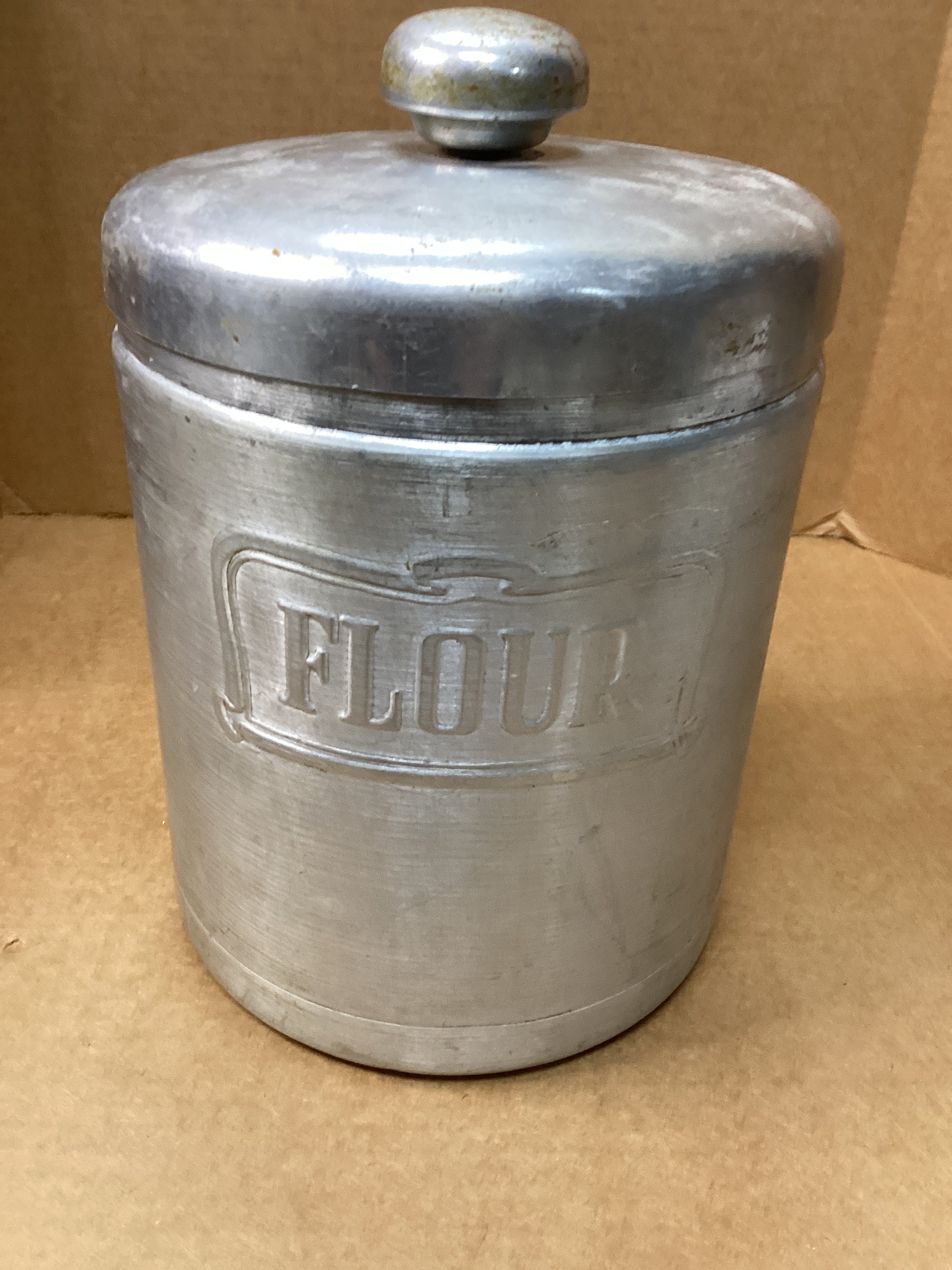 Vintage Hostess Ware Tin Canister, Mid Century Heller Aluminum Flour ...