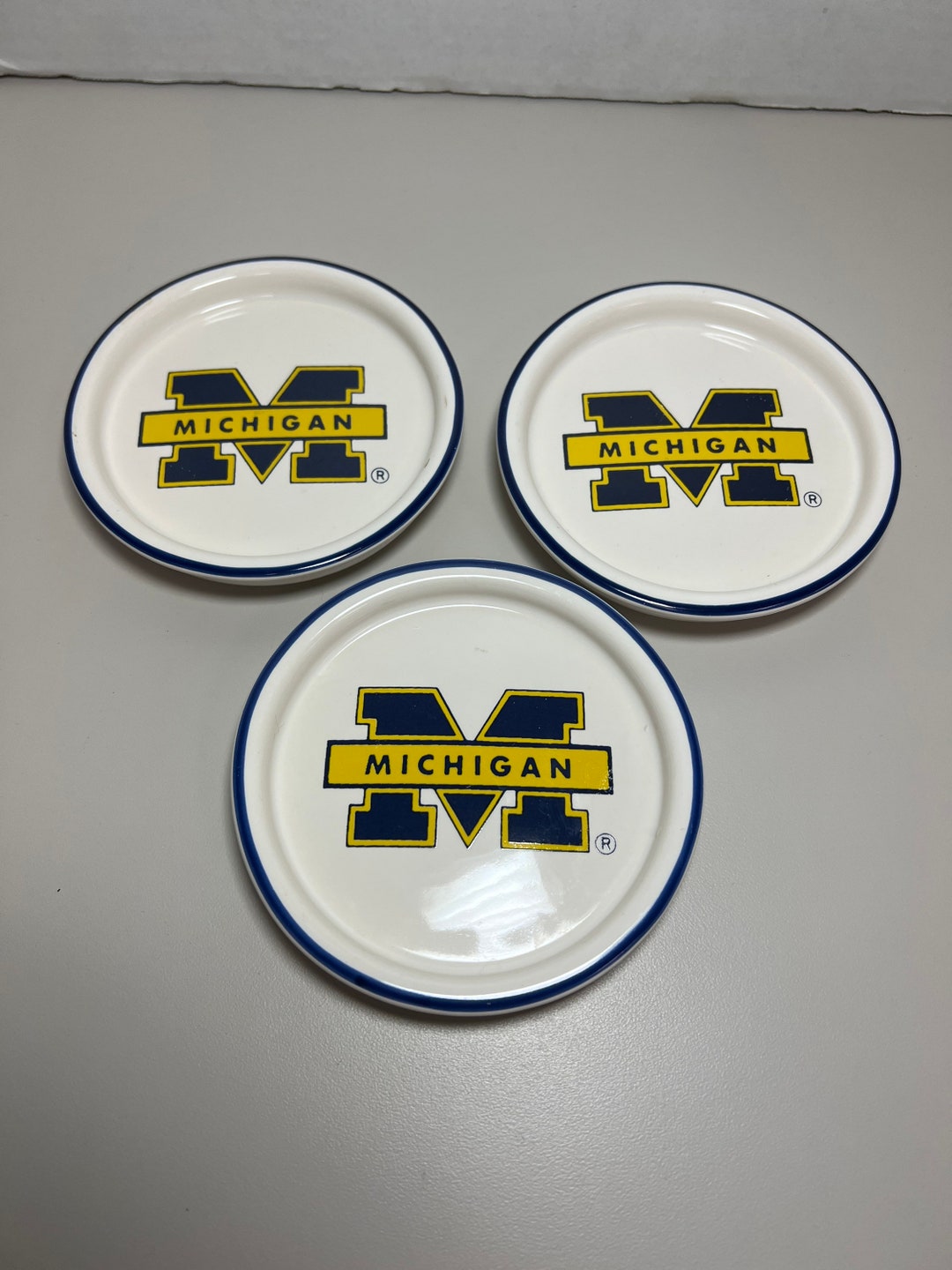 Vintage Set of 3 University of Michigan Ceramic Coasters. No Chips. 4 ...