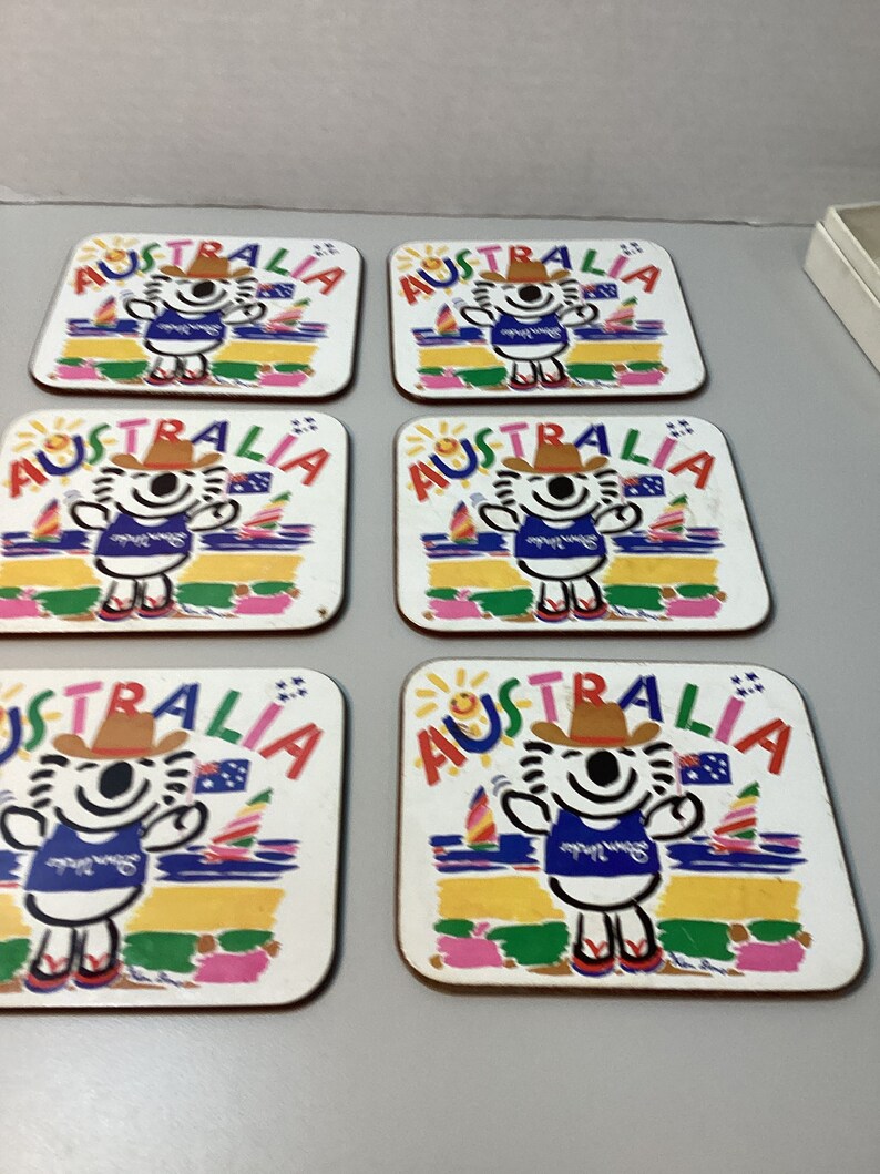 Vintage Retro Down Under Ken Done Australia Digger Koala Coasters ...