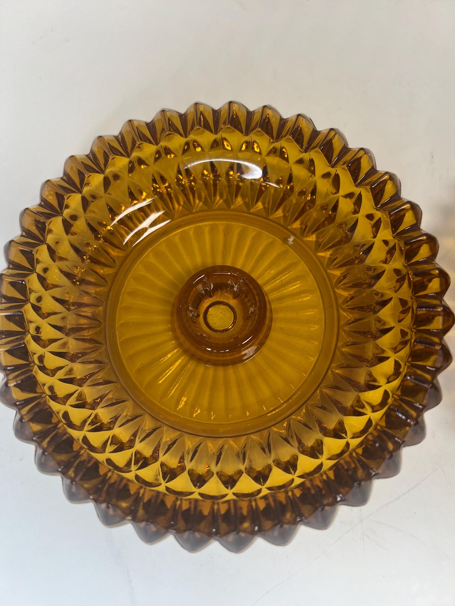 Vintage Indiana Glass Amber Diamond/point Taper Candle Holder Set of 2 ...