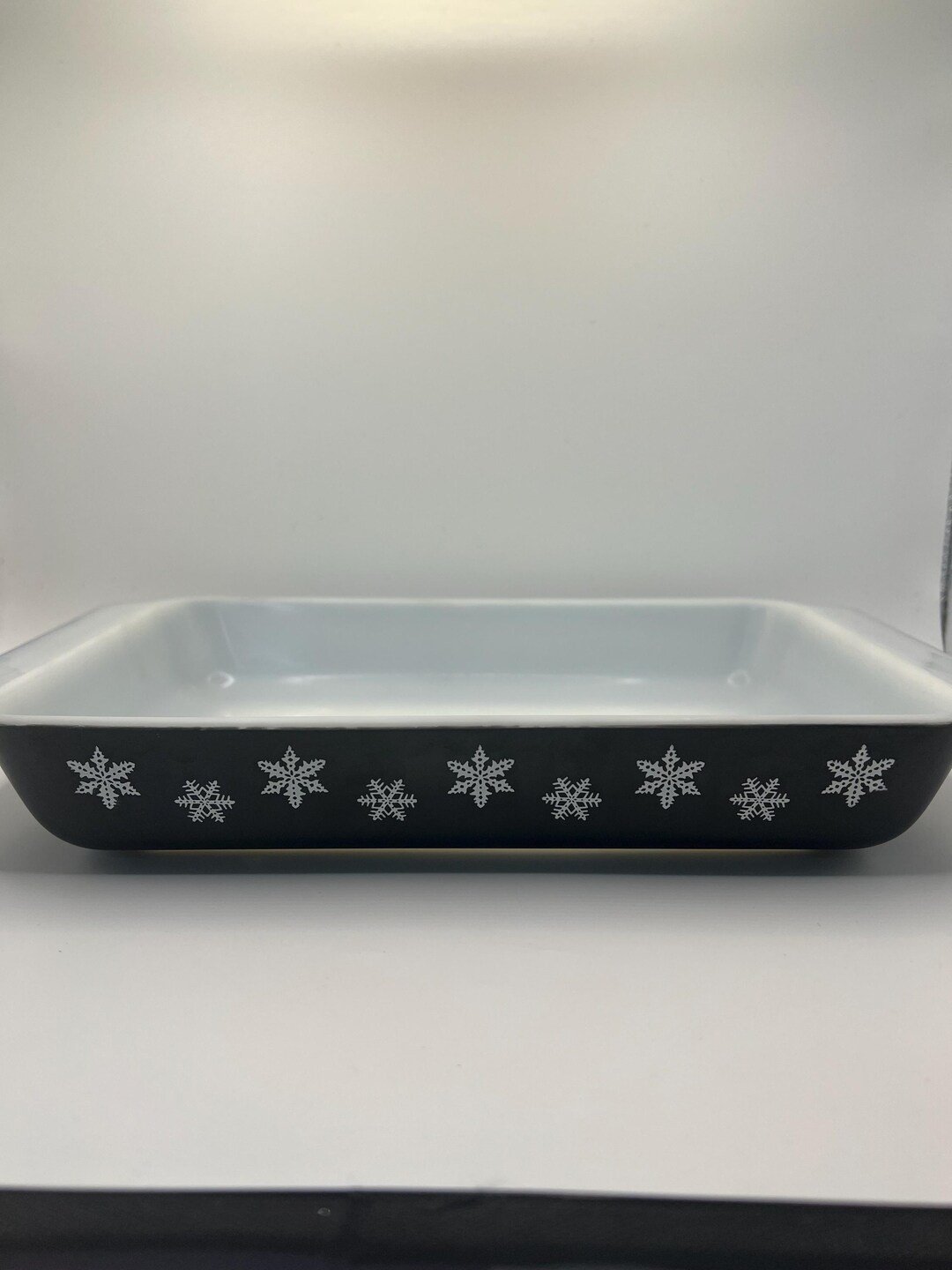 Vintage Pyrex 1950s Rectangular Casserole Dish Milk Glass With Black ...