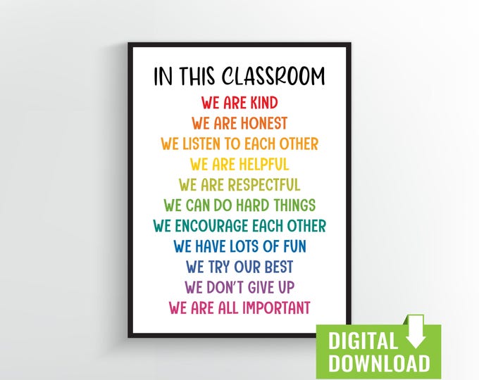 In This Class We" Digital Printable Poster – Inspiring Classroom Rules ...