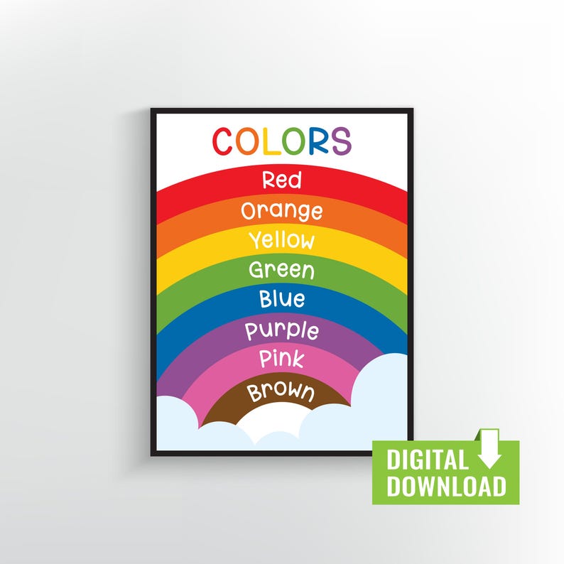 Rainbow Colors Chart: Educational Kids Wall Art (digital Download) - Etsy