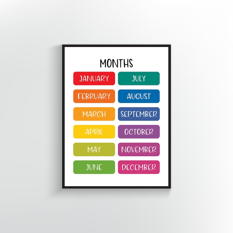 Months of the Year Print | Teacher Decor | Classroom Poster - Etsy