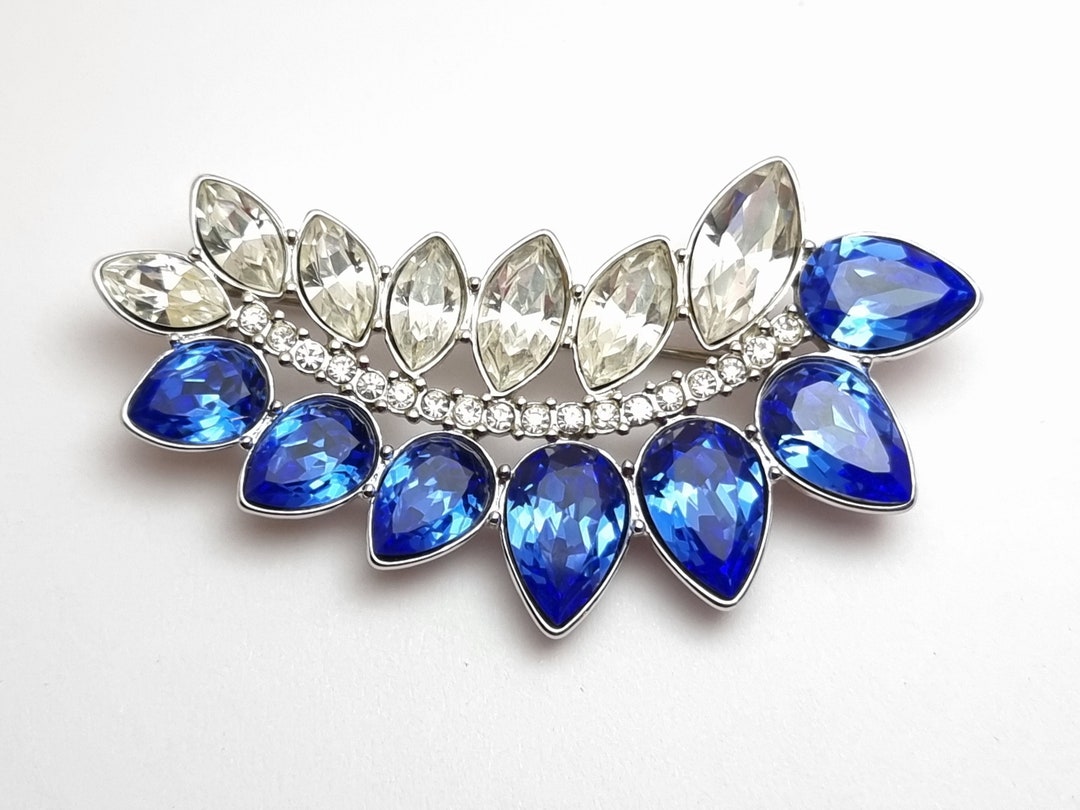 Yves Saint Laurent YSL Vintage Blue & Ice Rhinestone Brooch Mint - Etsy
