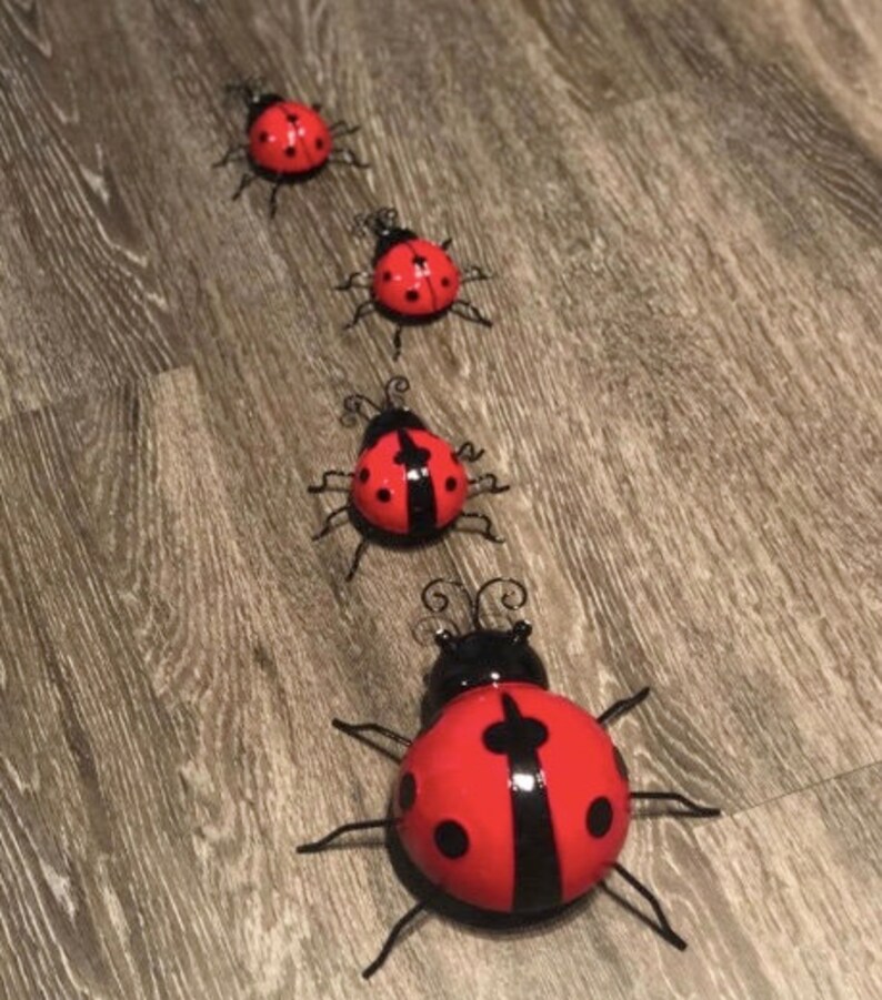 Metal Ladybug Garden Decorations With Red and Black Spot - Etsy