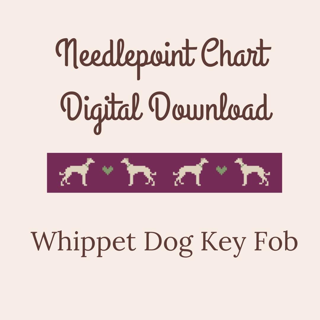 Whippet Dog Hearts Key Fob Chart for Needlepoint | Digital Download for ...