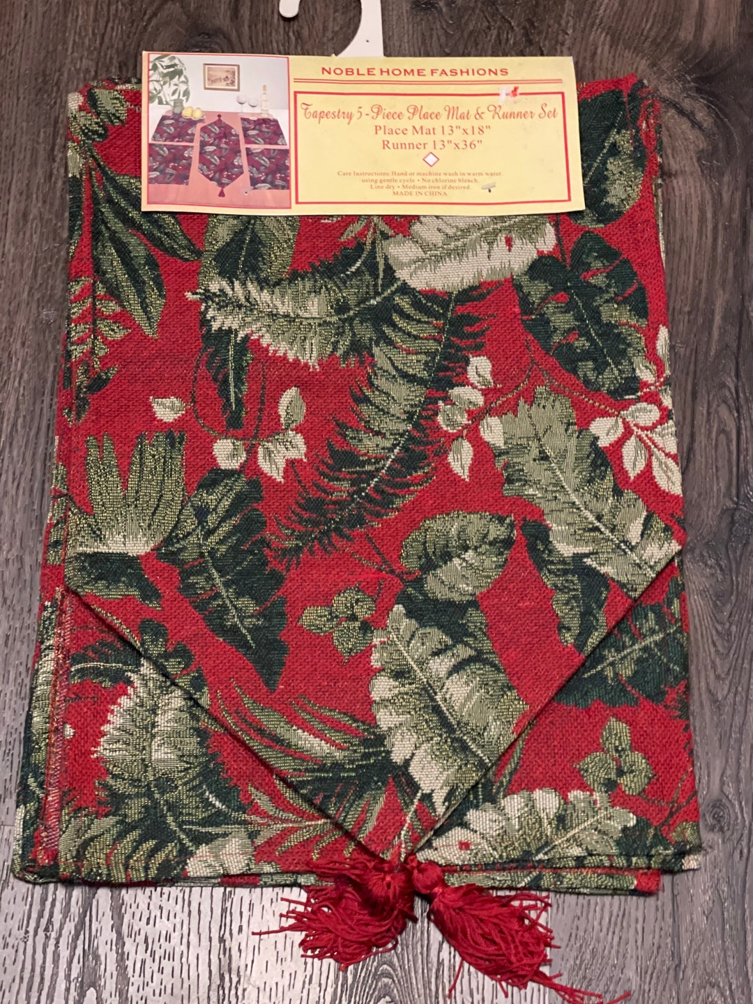 Placemat Runner Set 5 Noble Homes Fashion Tapestry Tabletop - Etsy