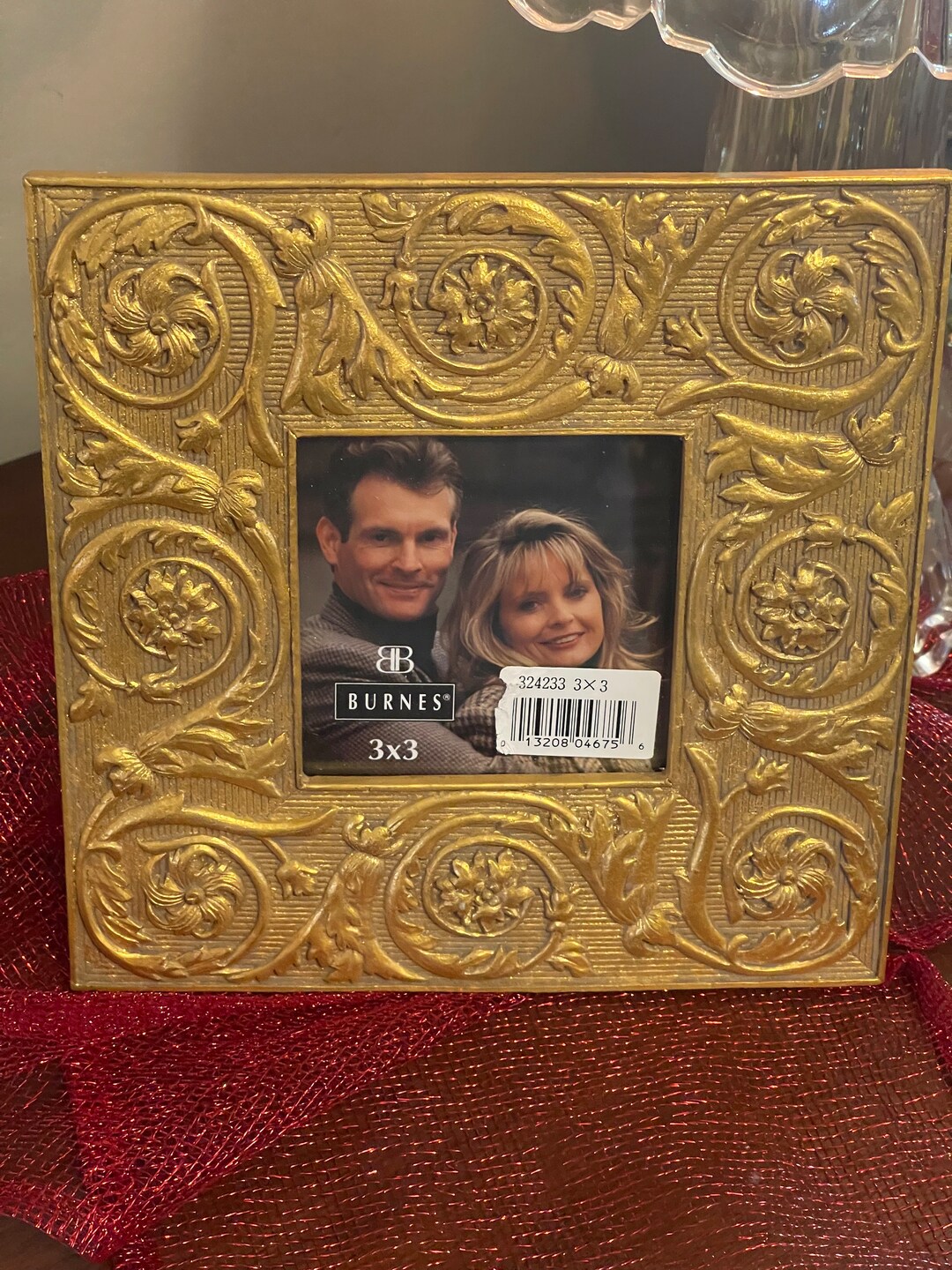 Vintage Burns Picture Photo Frame Resin Gold Ornate 3" X 3" Tabletop ...