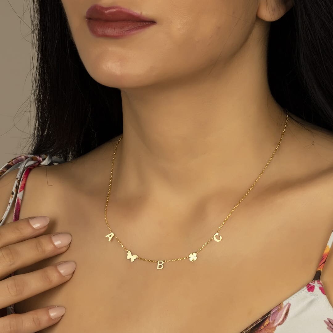 Tiny Initial Necklace ,custom Initial Necklace ,personalized Name ...