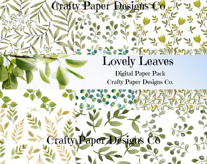 Lovely Leaves Paper, Digital Paper, Leaves Digital Paper, Scrapbook ...