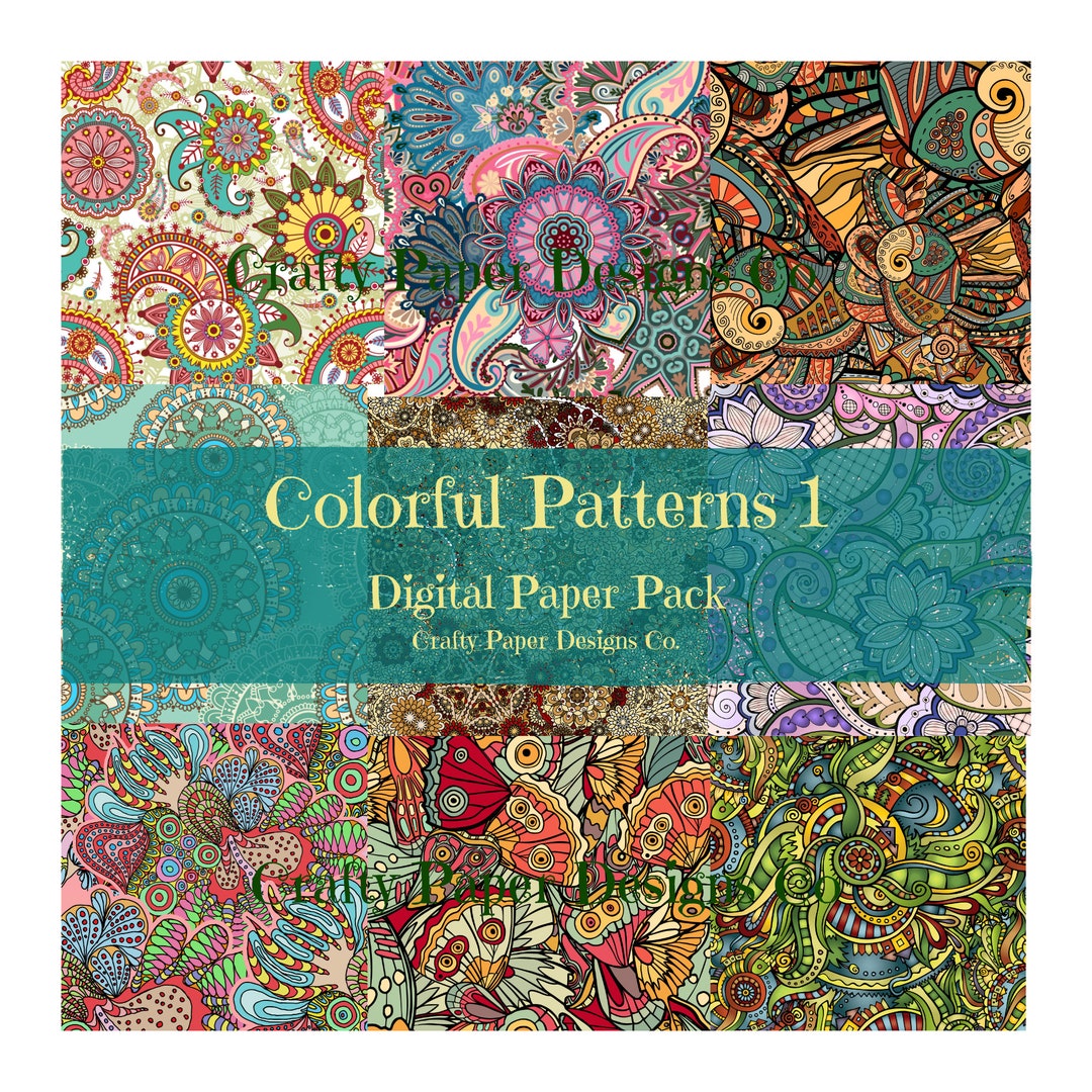 Colorful Patterns 1 Digital Paper Digital Paper Patterned - Etsy