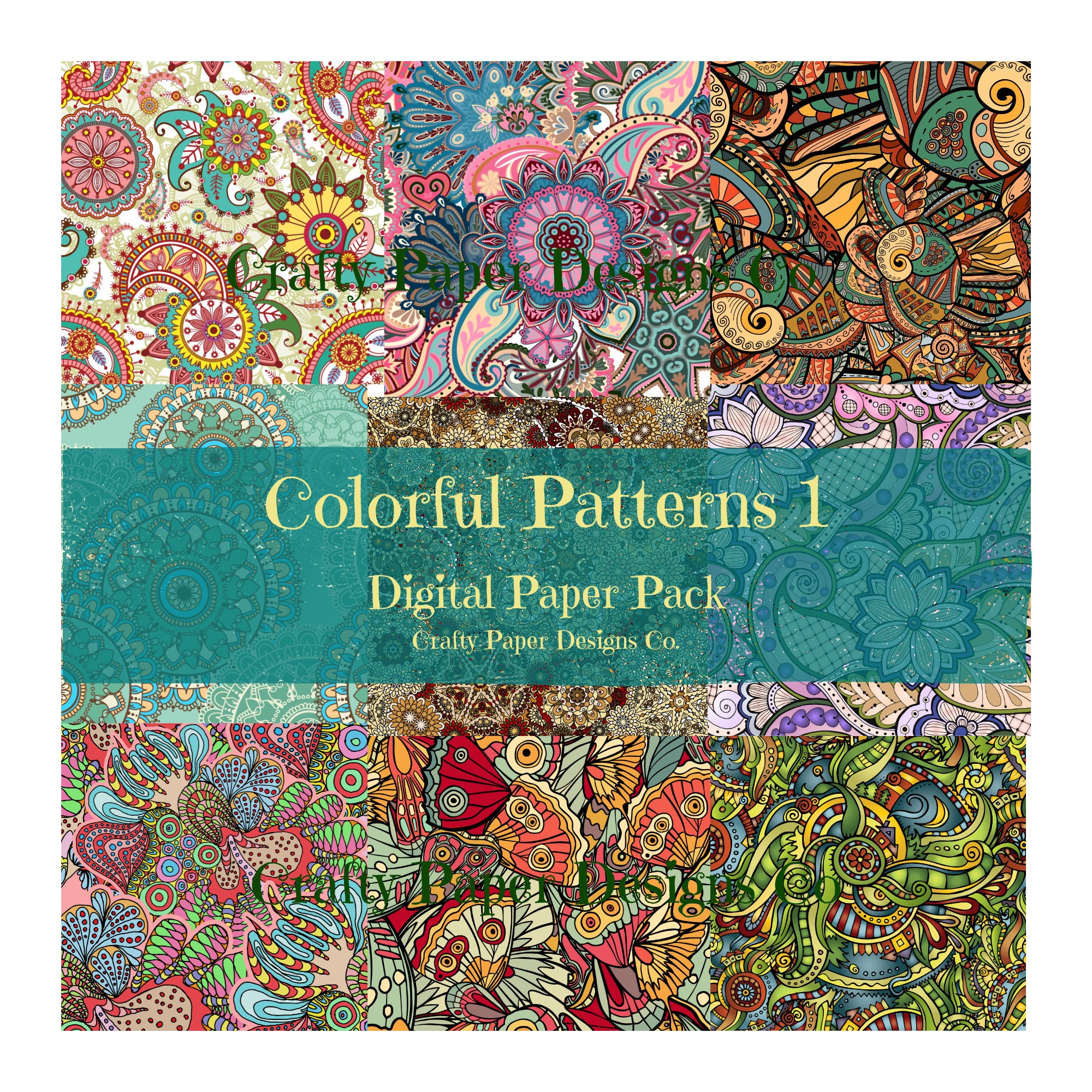 Colorful Patterns 1 Digital Paper Digital Paper Patterned - Etsy