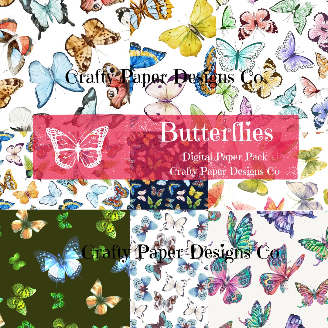 Butterflies Digital Paper Digital Paper Butterflies Paper - Etsy