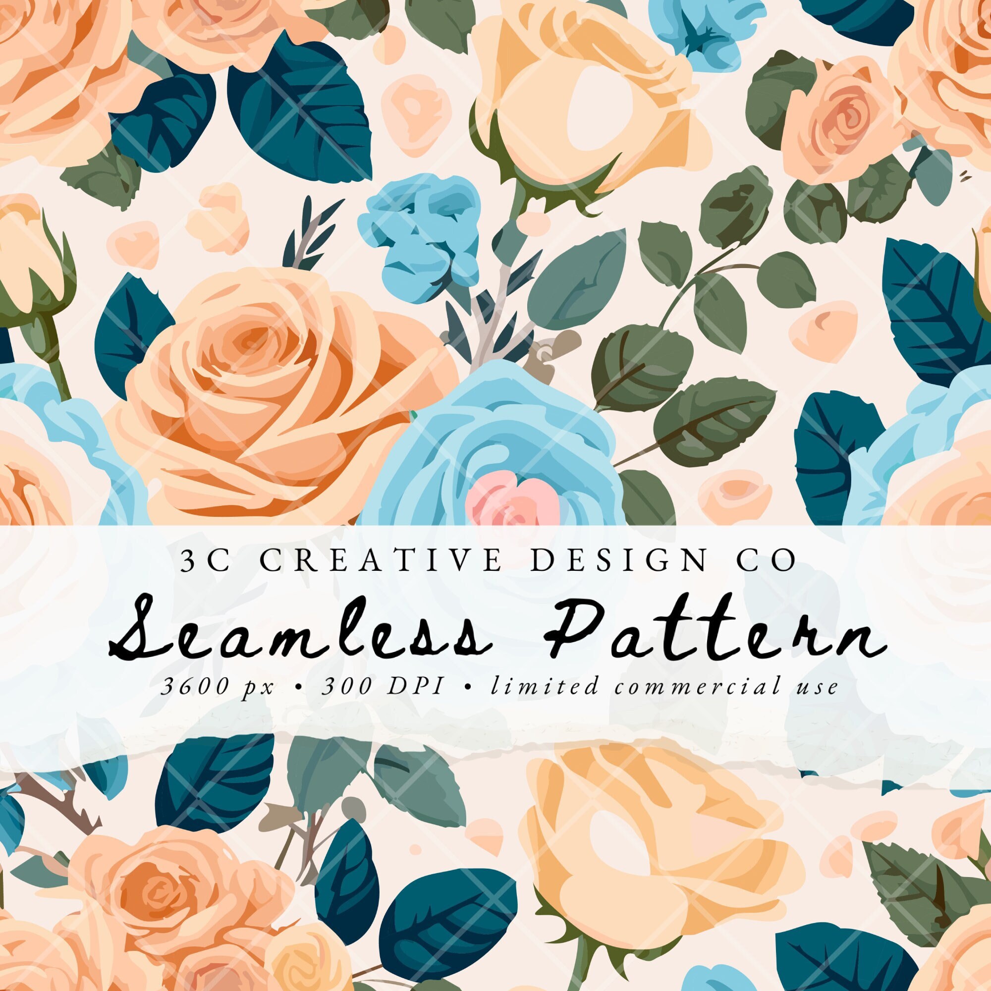 Seamless Floral Watercolor Pattern, Floral Digital Paper, Commercial ...