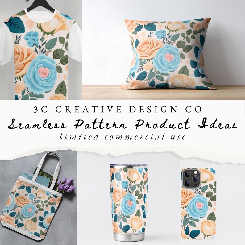 Seamless Floral Watercolor Pattern, Floral Digital Paper, Commercial ...