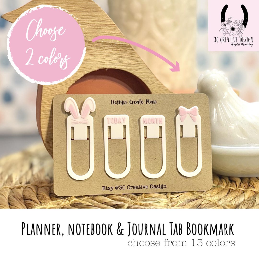 Easter Bunny Bows Page Marker Large Tabs Bookmarks for Planner, Journal ...