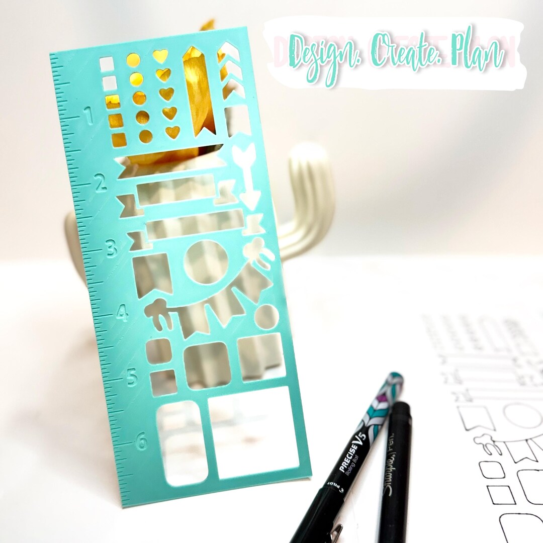 Journal Planner Stencil and Ruler - Choose Color, Glitter Options ...