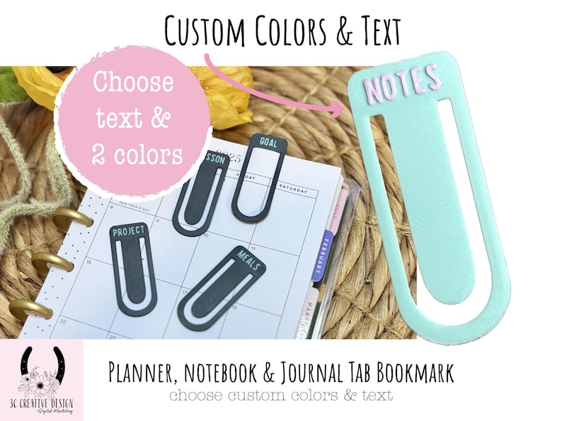 Customizable Large Page Marker Bookmark Tabs for Planners, Notebooks ...