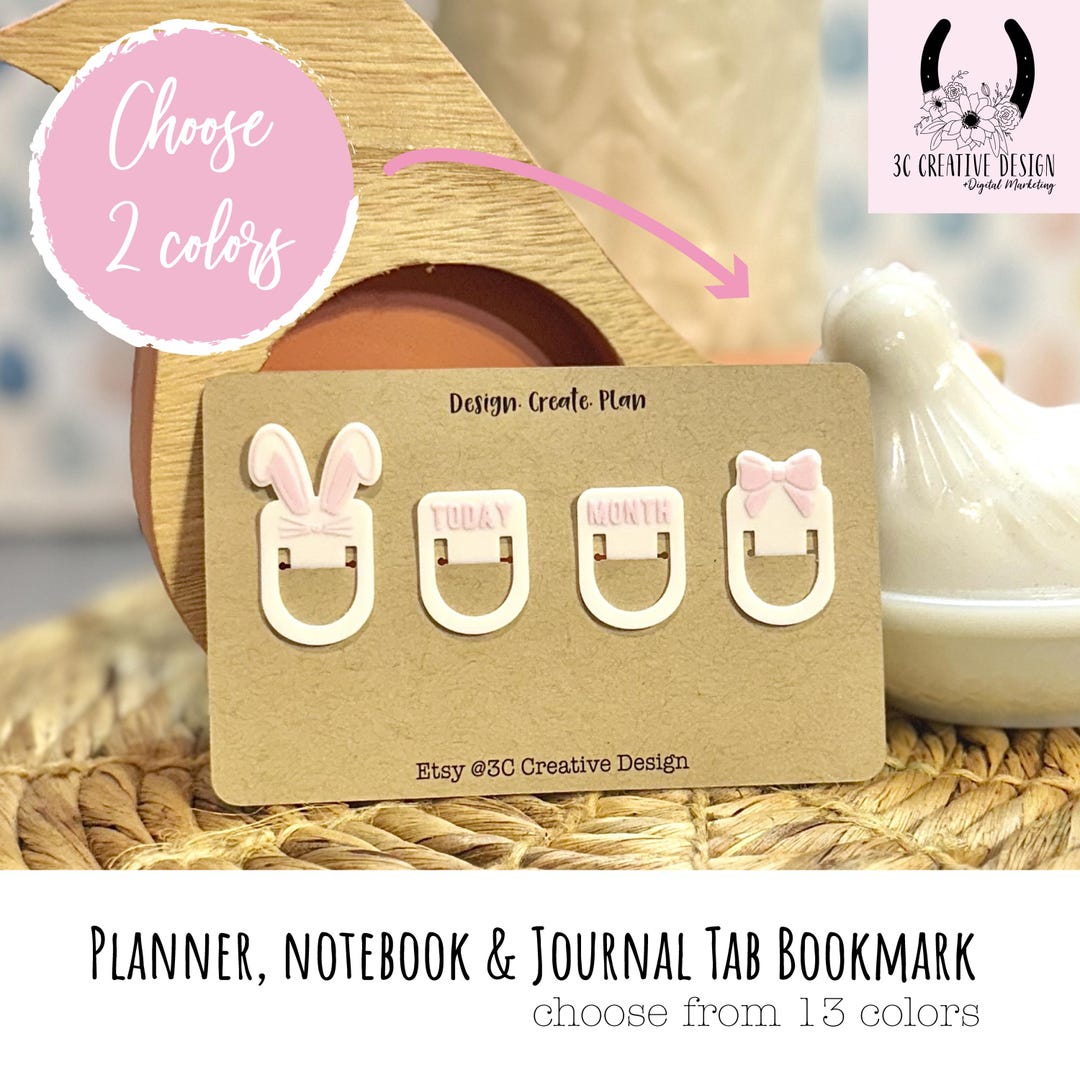 Easter Bunny Bows Page Marker Small Tabs Bookmarks for Planner, Journal ...