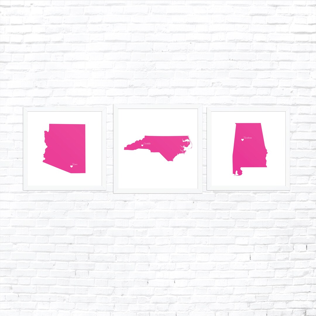 Custom Three State Art Print Set, Family Home Decor (digital Download ...
