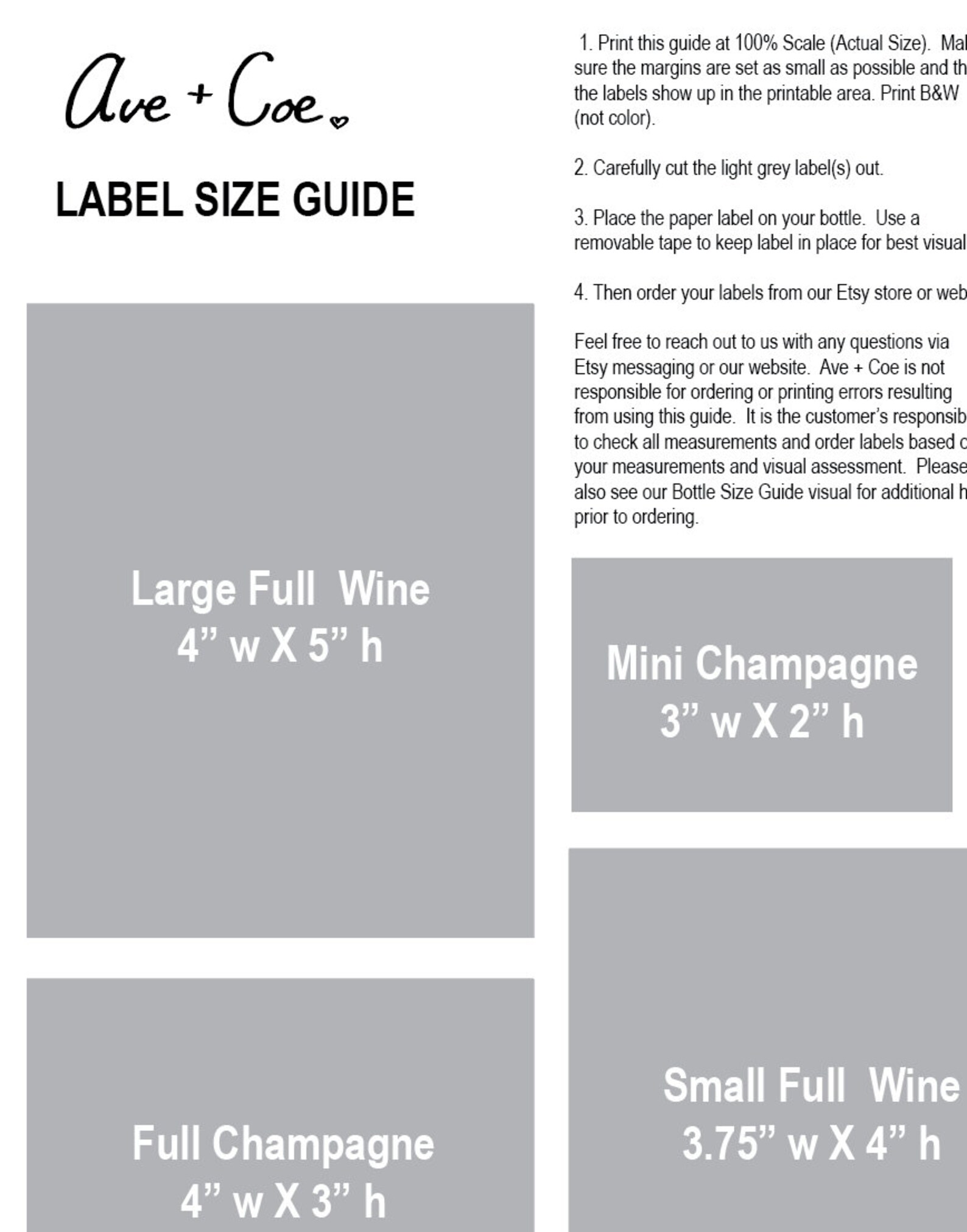 Printable Ruler Tool for Measuring & Printable Ave + Coe Label Guide - Etsy