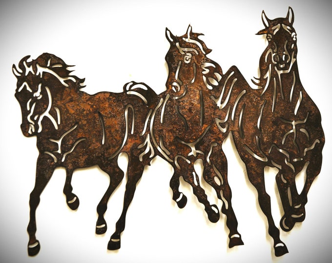 3 Horses Running - Etsy