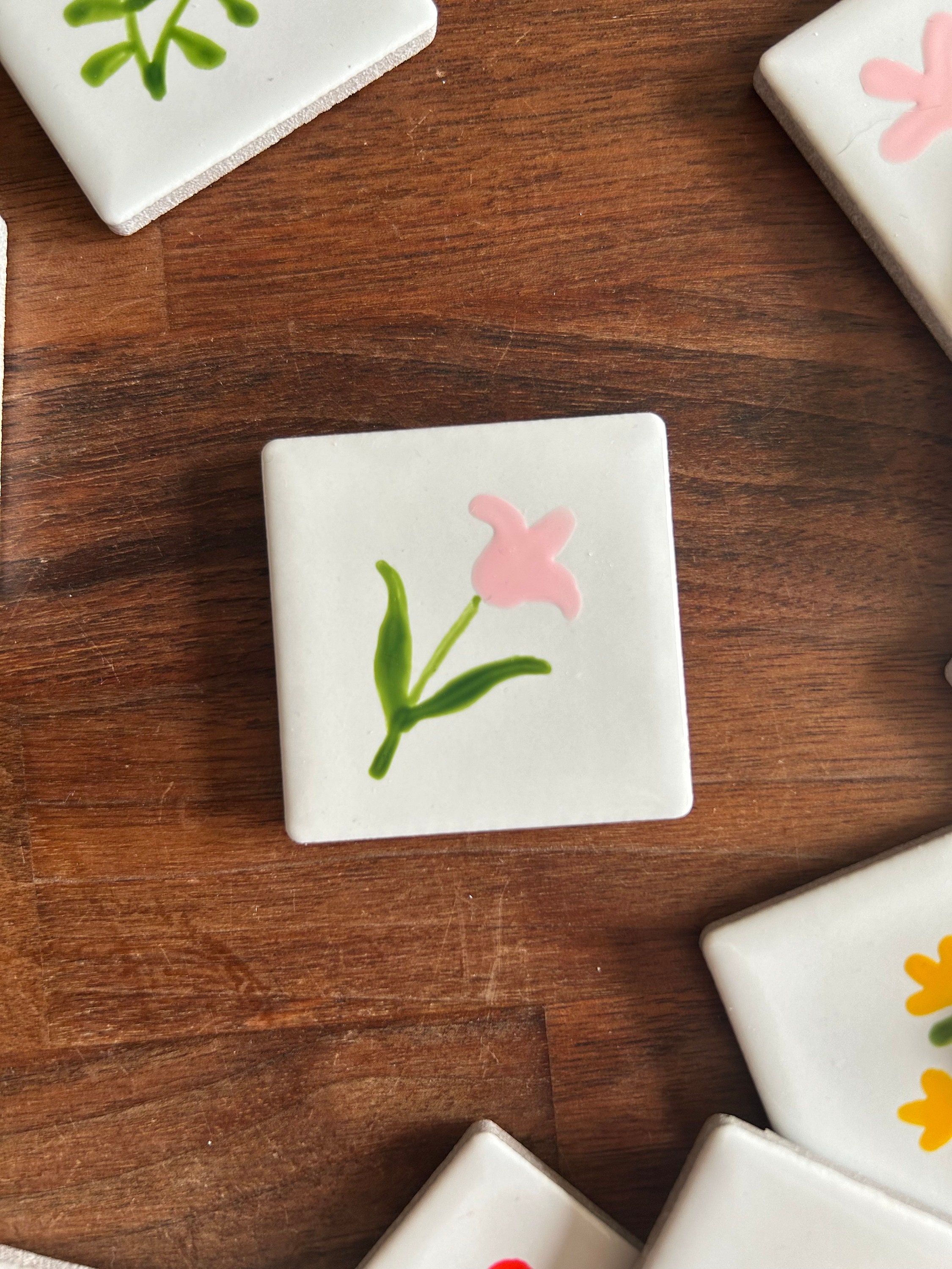 Tulip Tiny Floral Ceramic Tile 4.8x4.8cm Handpainted - Etsy