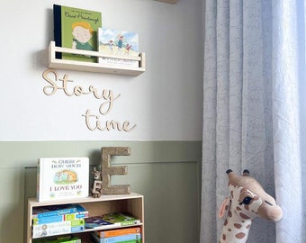 Story Time Wooden Sign, Scandi Nursery Bookshelf Décor, Layered ...