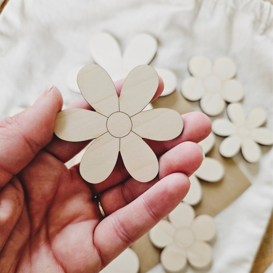 Wooden Flower Shape Wall Art Set | Floral Nursery Décor | Wooden Flower ...