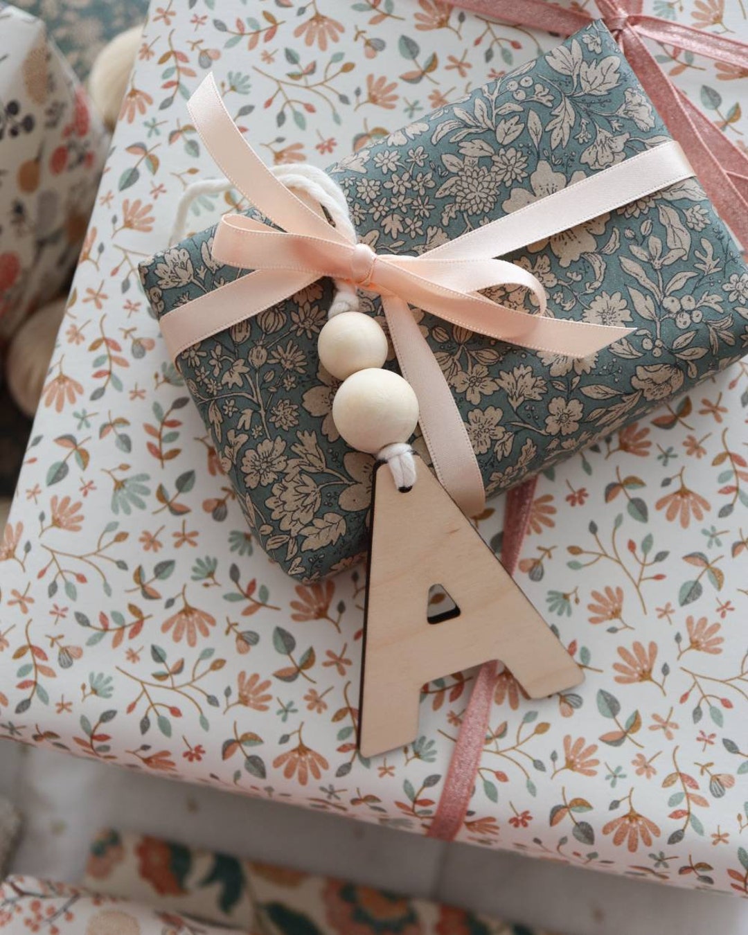 Wooden Letter Gift Tag Custom Letter Keepsake Initial Stocking Tag ...