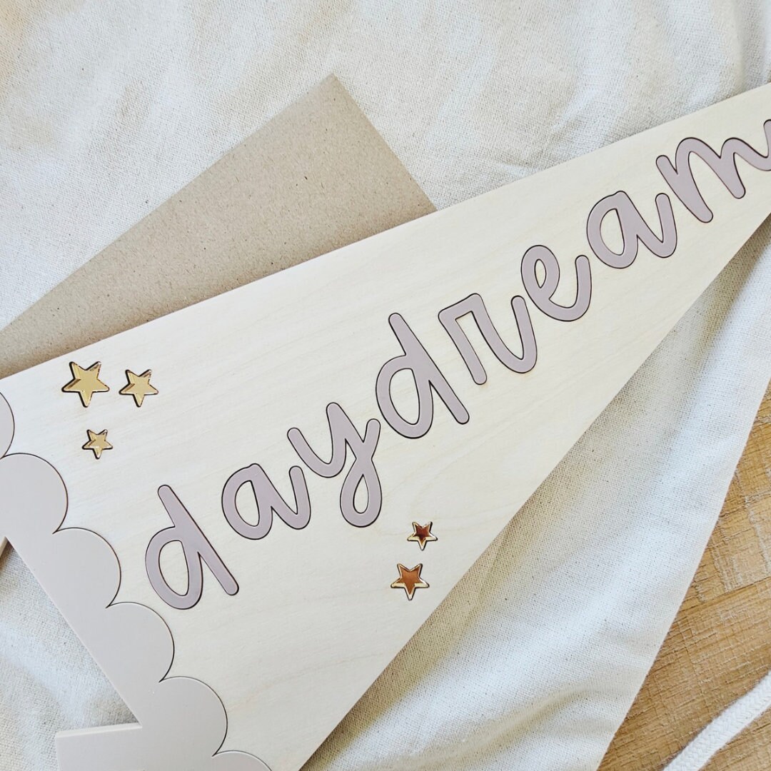 Wooden Daydream Pennant Sign | Kids Wall Art Pennant | Choose Your Own ...