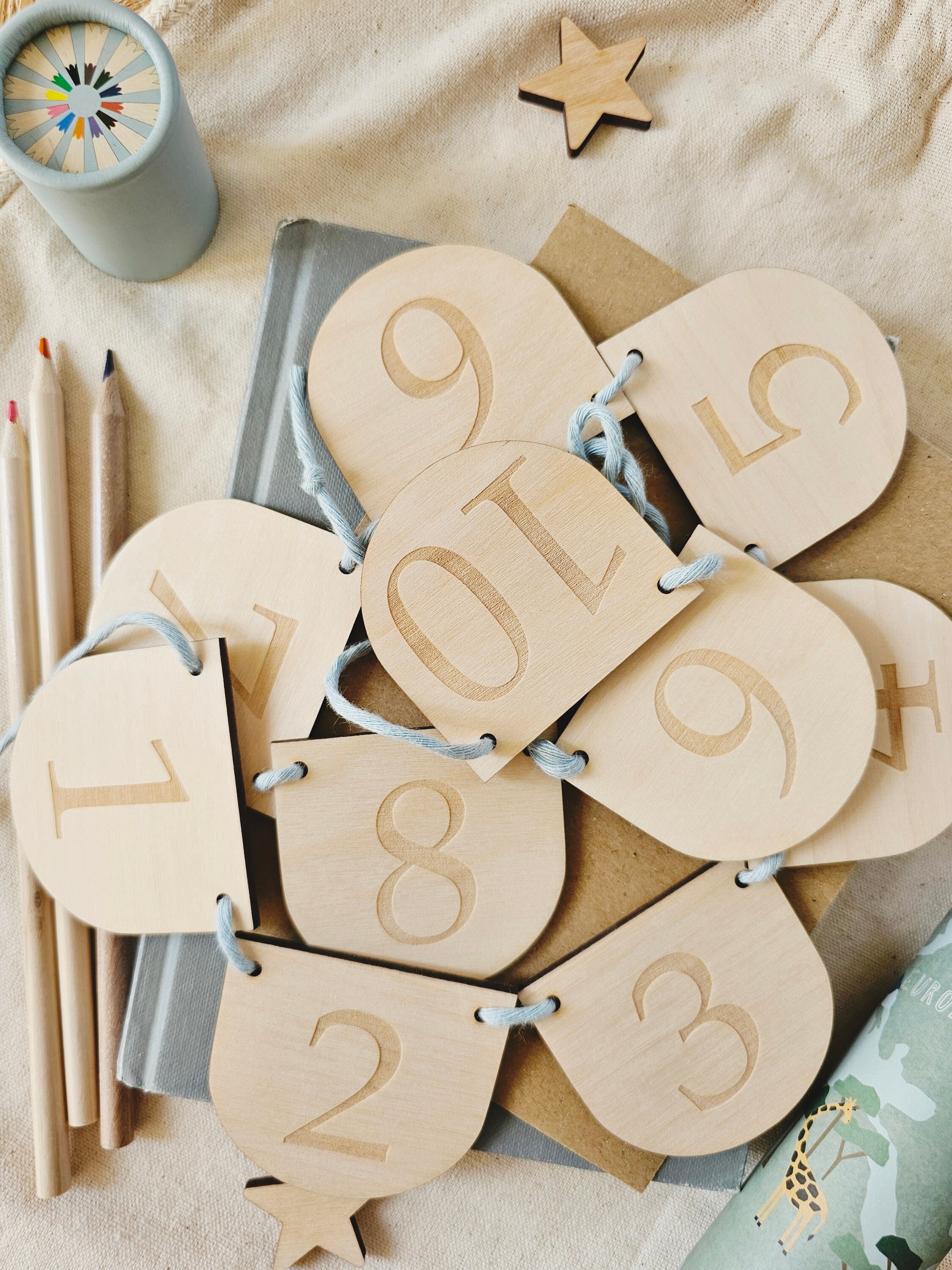 Wooden Numbers 1 to 10 Playroom Bunting | Numbers One to Ten Kids ...