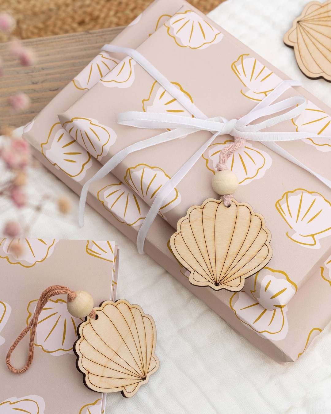 Seashell Wooden Gift Tag | Seashell Hanging Decoration - Etsy