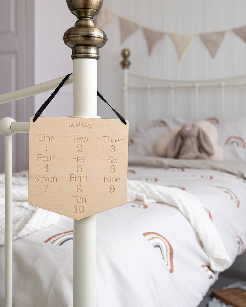 Banderín de madera con números del 1 al 10 para niños, personalizable ...