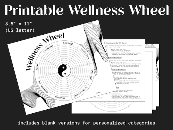 Wellness Wheel PRINTABLE Worksheet With Blank Categories PDF - Etsy