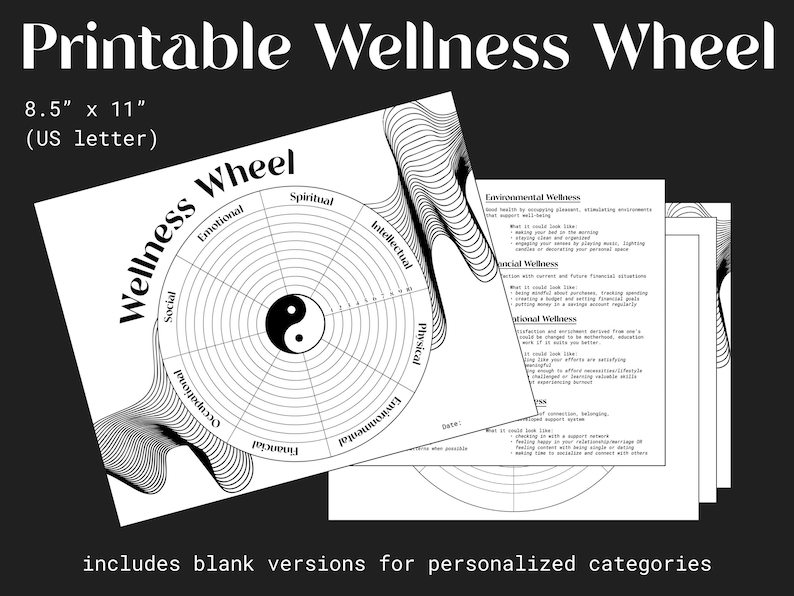 Printable Yin Yang Life Balance Wheel : Worksheet With Blank Categories ...