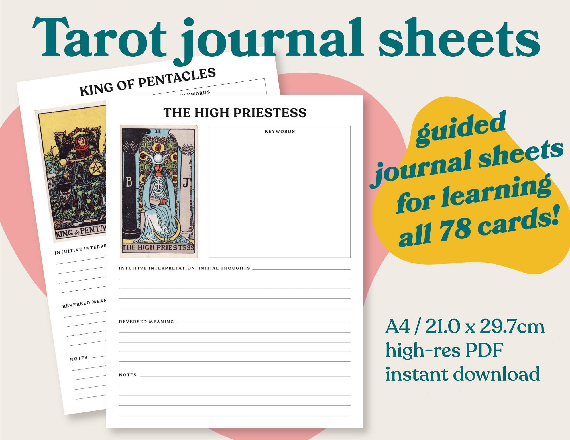 Printable Tarot Workbook 78 Pages - Guided Journal Sheets to Study ...