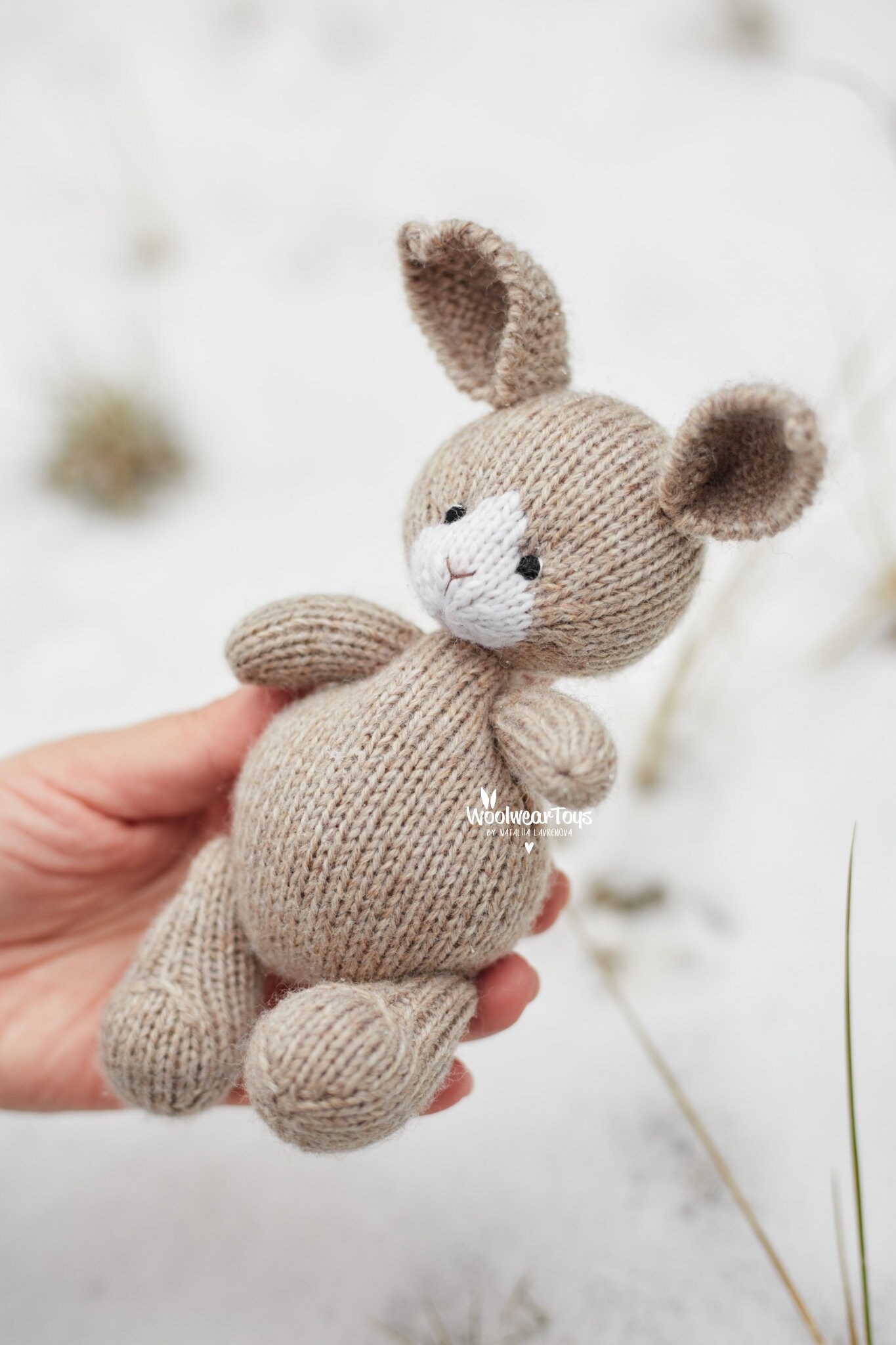 Bunny Knitting Pattern, Knitted Animal Toy, Bunny Girl in a Clothes ...