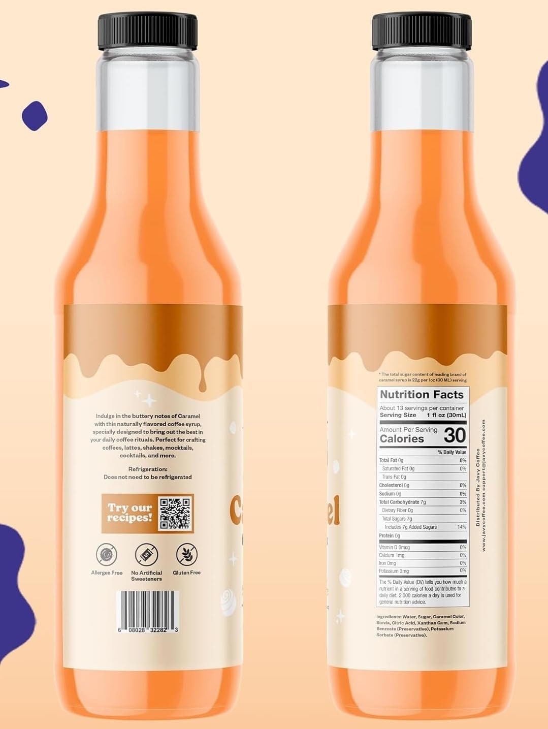 Javy Premium Coffee Syrup Variety Pack, Low Sugar Low Calorie, Coffee ...