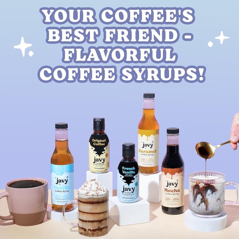 Javy Premium Coffee Syrup Variety Pack, Low Sugar Low Calorie, Coffee ...