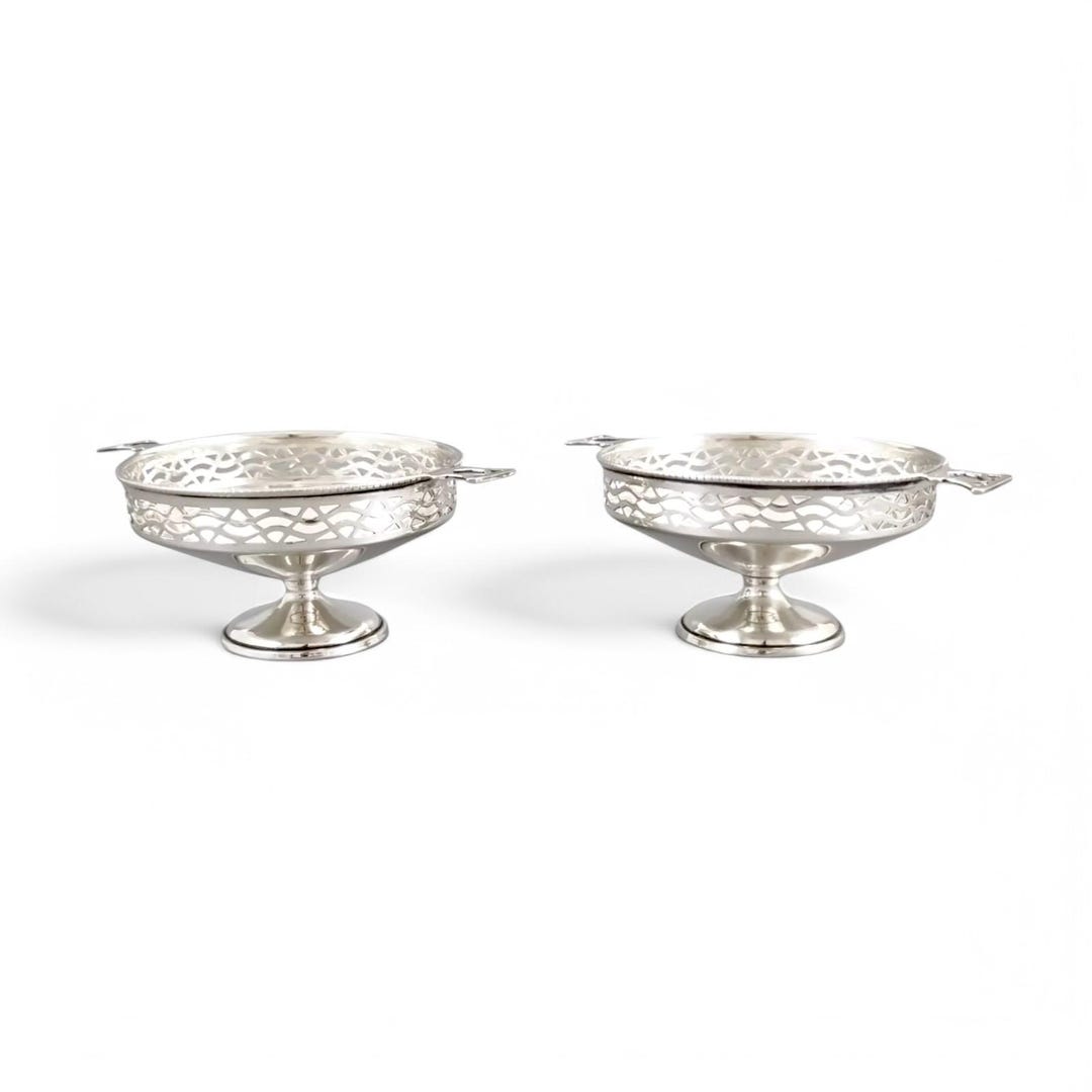 Pair of British Raj Sterling Silver Compotes or Bonbon Baskets ...