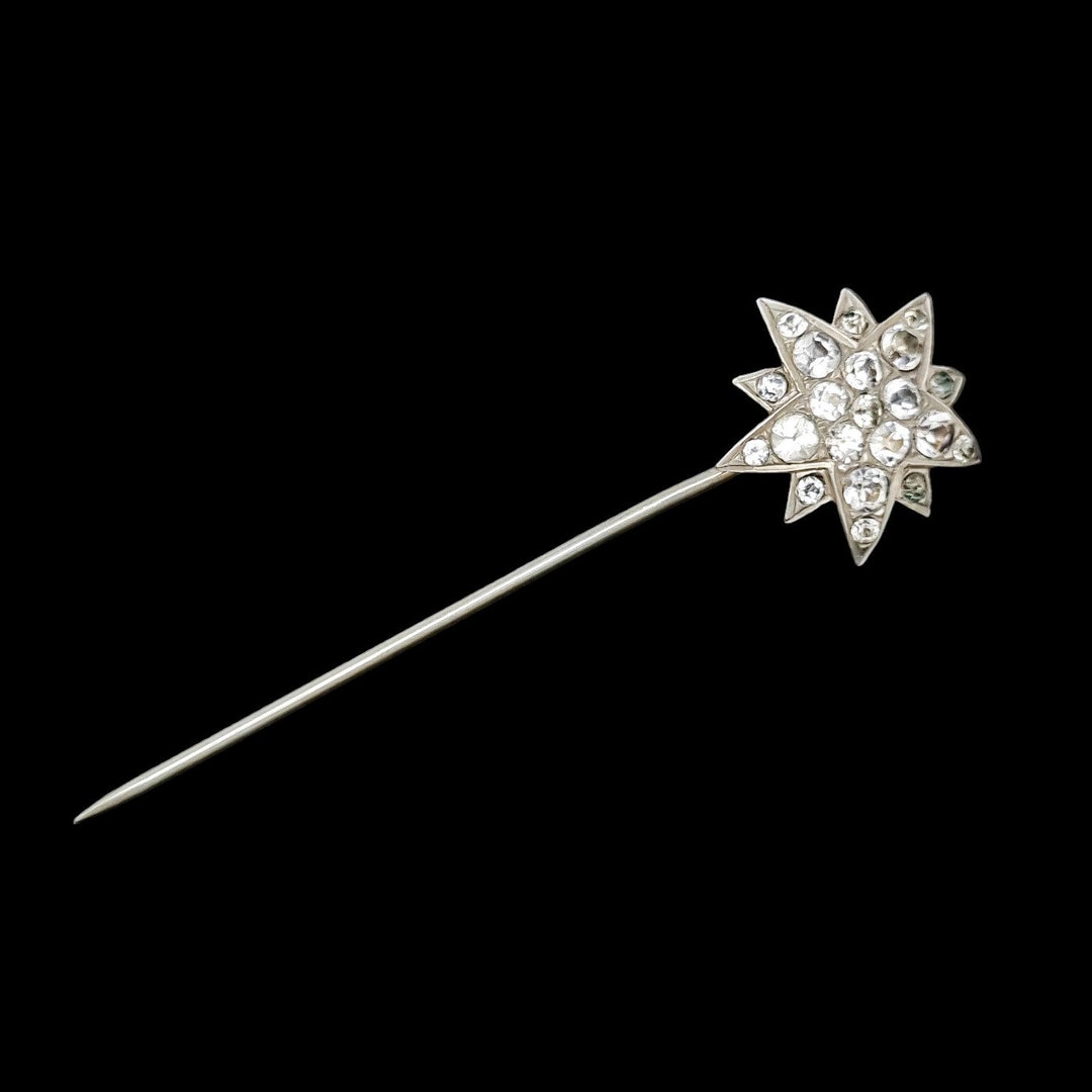 Antique Victorian Old Mine Cut Paste 900 Silver Starburst Hat / Scarf ...