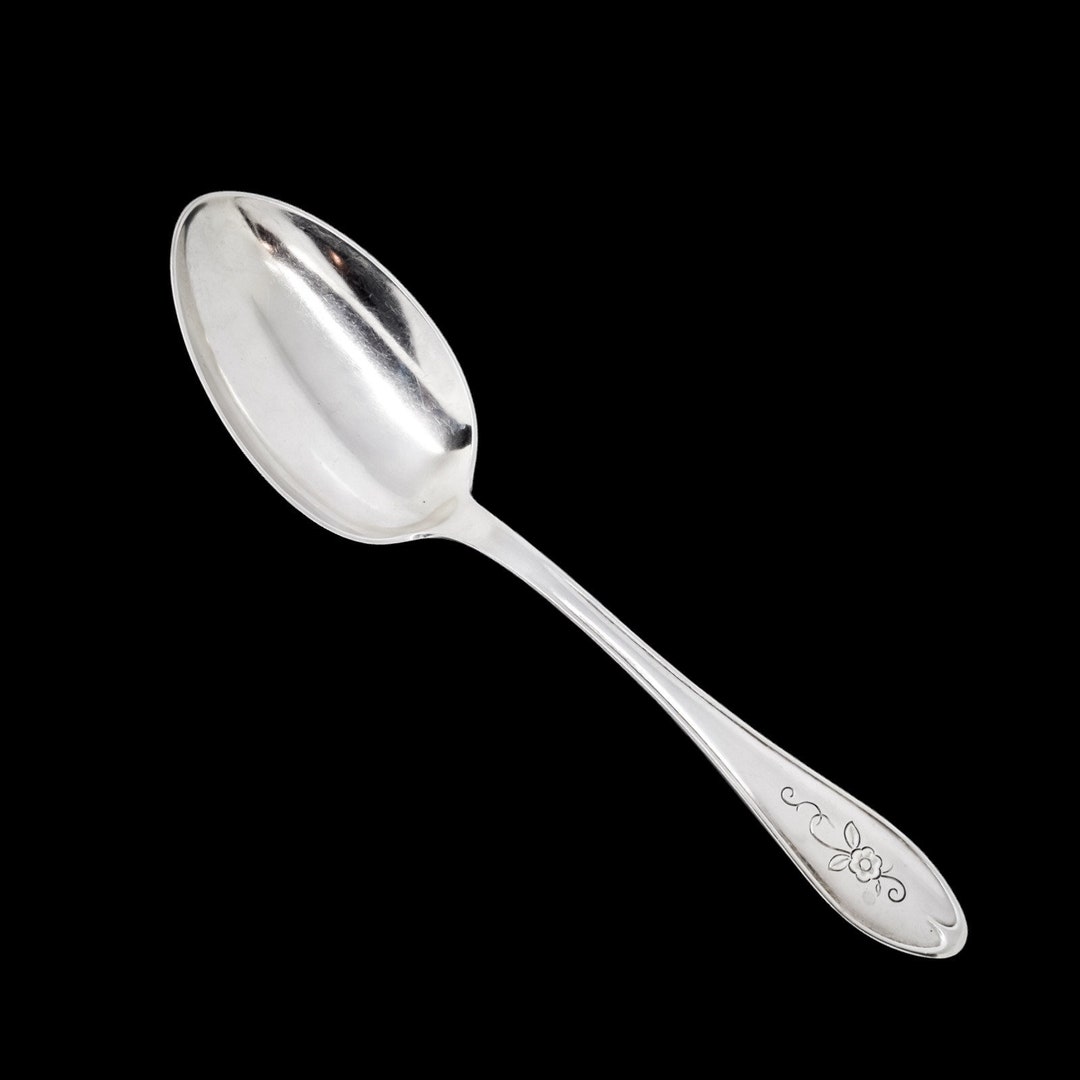 Antique Art Deco Danish 830 Silver Large Serving Spoon Engraved With ...