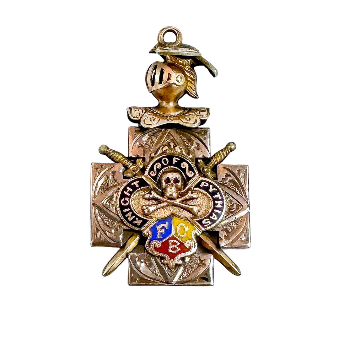 10k Yellow Gold Knights of Pythias Secret Society Watch Fob Pendant ...