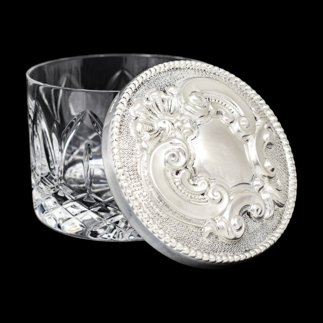 Vintage Carrs Sterling Silver Atlantis Lead Crystal Large Round Vanity ...