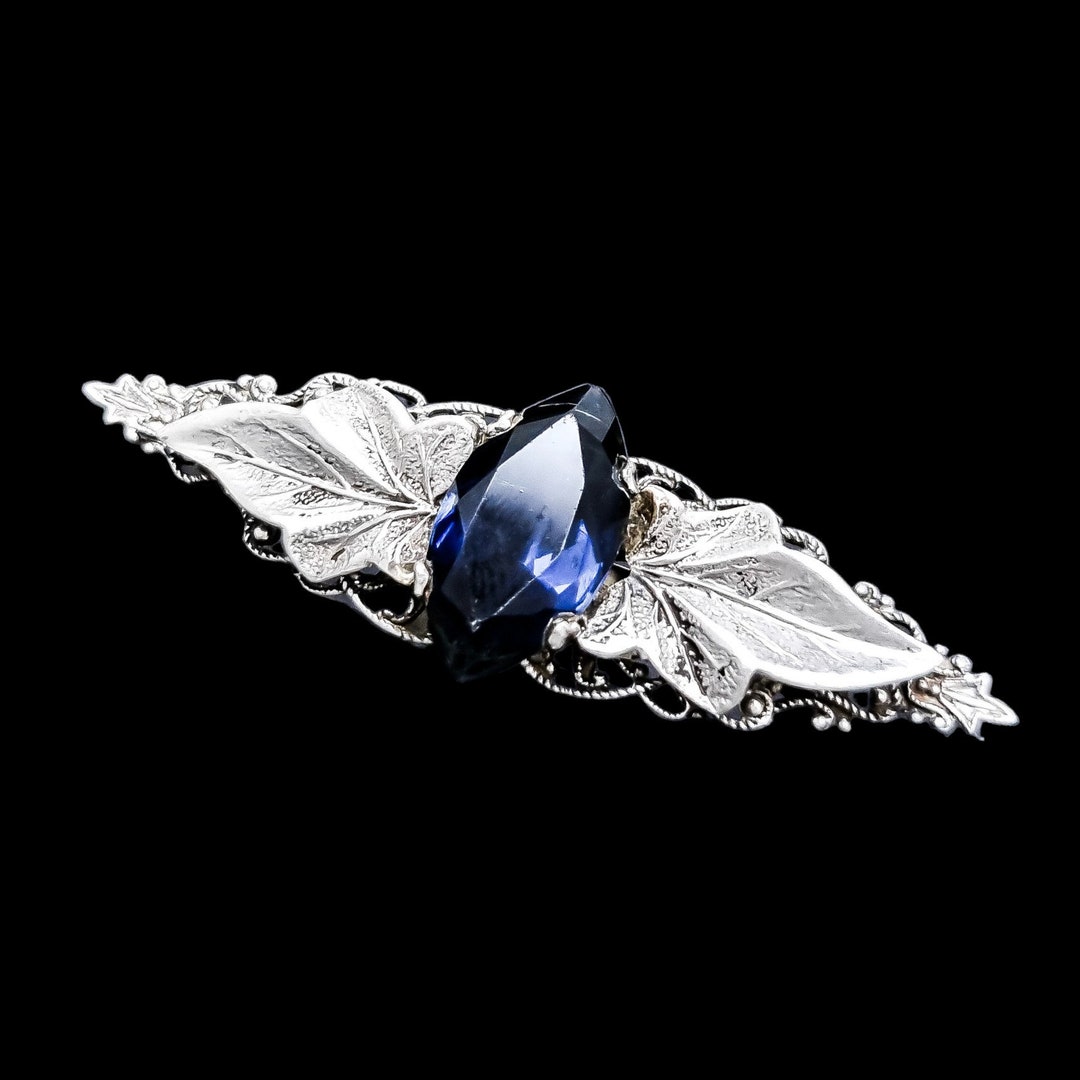 Edwardian Ward Brothers Scottish Silver Blue Rhinestone Filigree Leaf ...